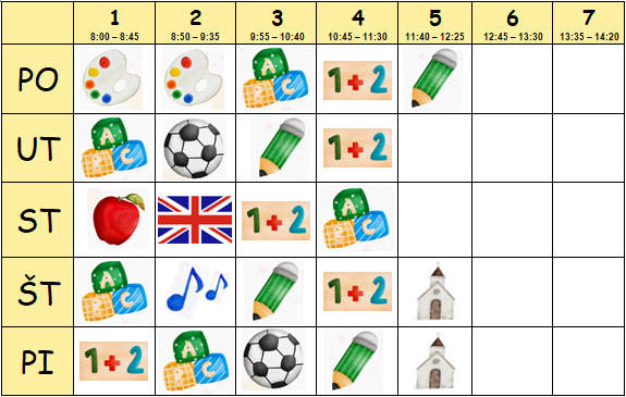 ROZVRH HODÍN PRE PRVÁKOV - Nepriradené k predmetu | UčiteliaUčiteľom.sk