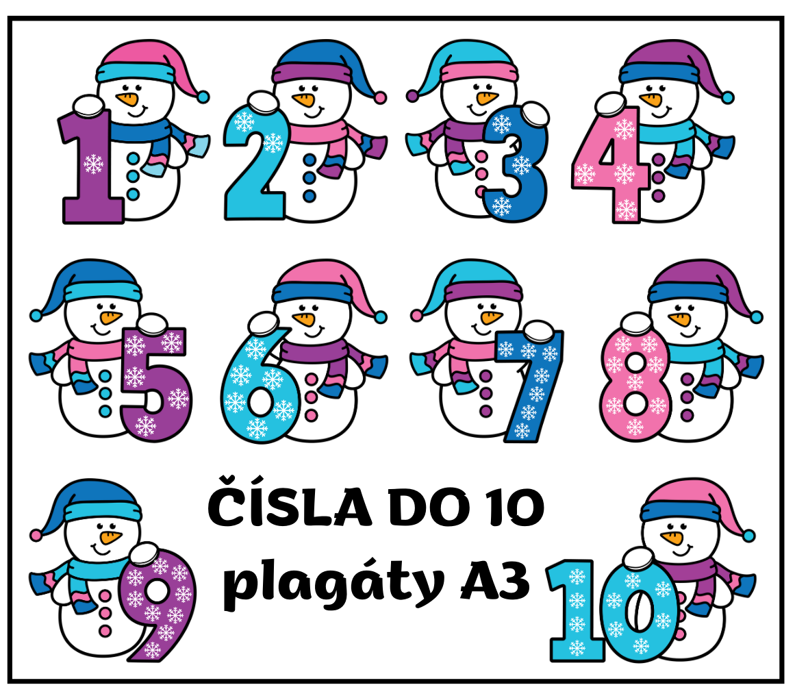 Snehuliaci - čísla do 10 - plagáty A3 - Matematika | UčiteliaUčiteľom.sk