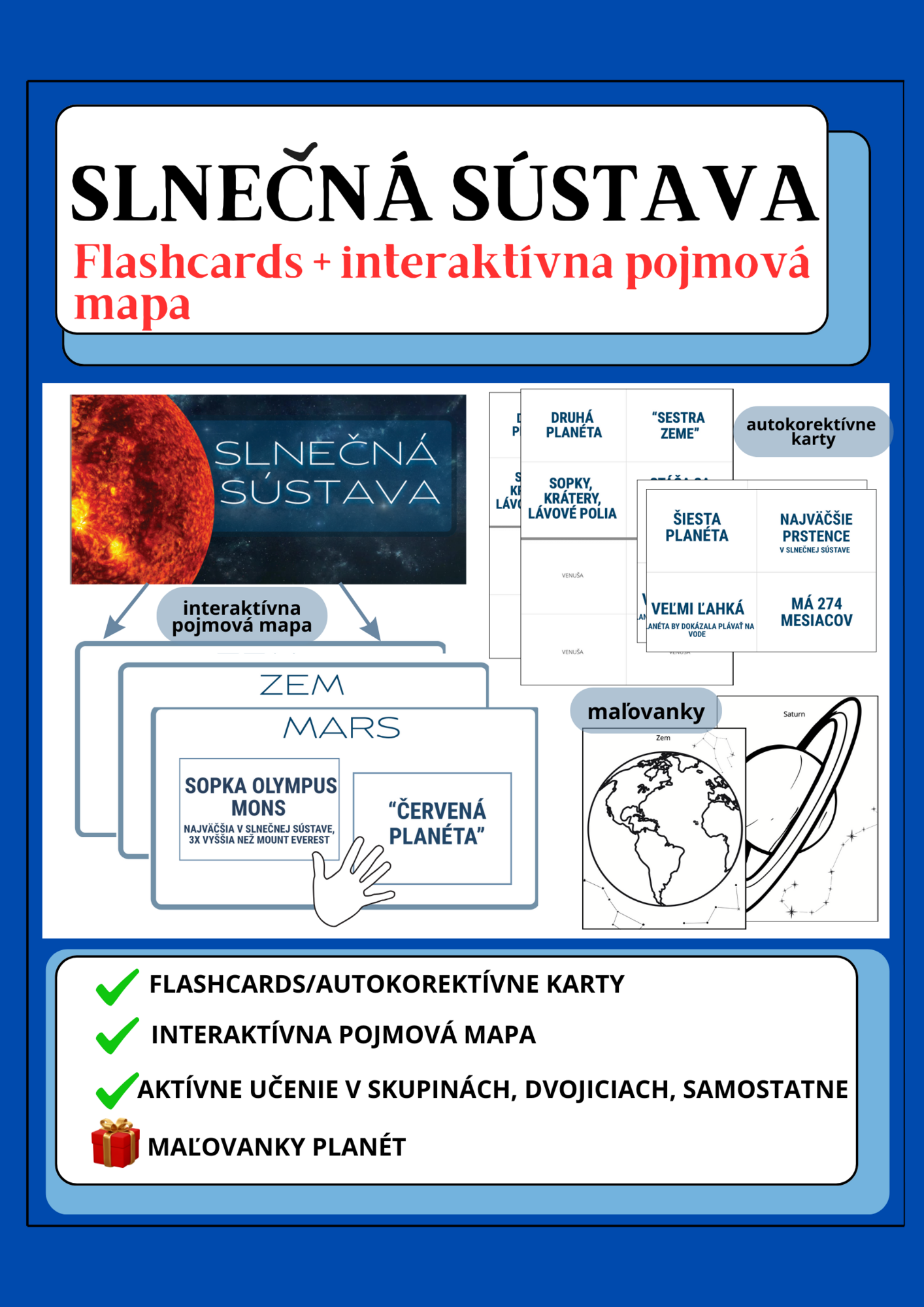 SLNEČNÁ SÚSTAVA - Flashcards + interaktívna pojmová mapa - Prírodoveda ...