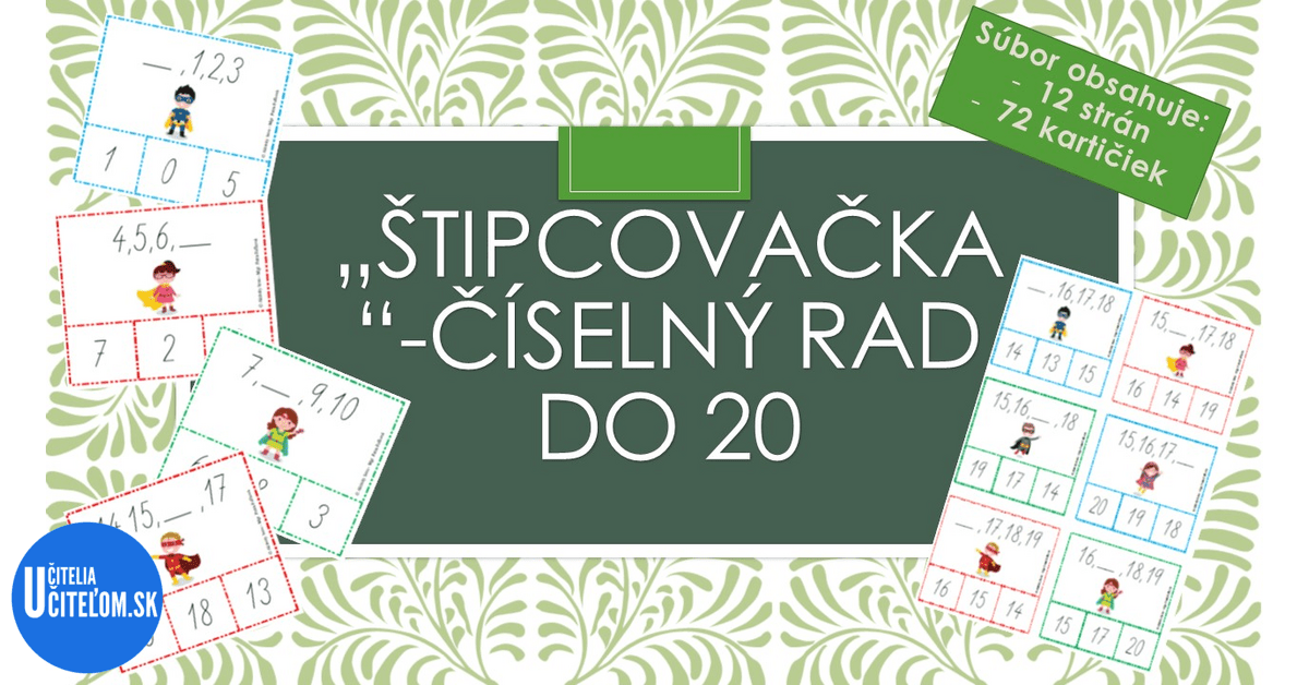 "Štipcovačka"- číselný rad do 20 - Matematika | UčiteliaUčiteľom.sk