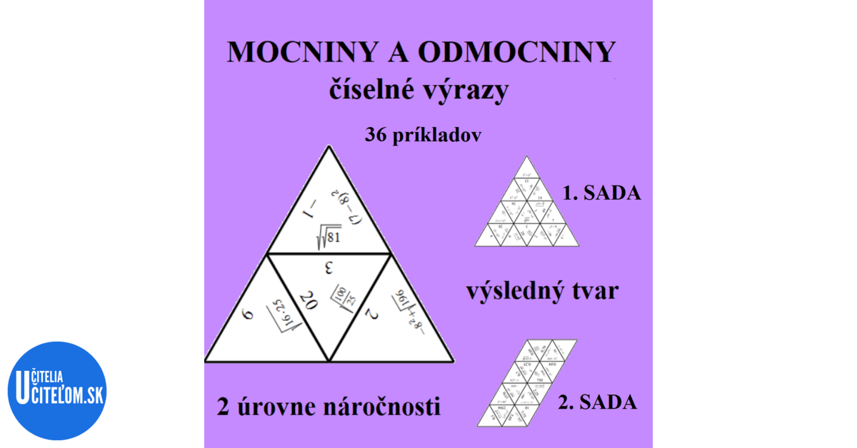Trimino - MOCNINY A ODMOCNINY - číselné výrazy (2 úrovne náročnosti ...