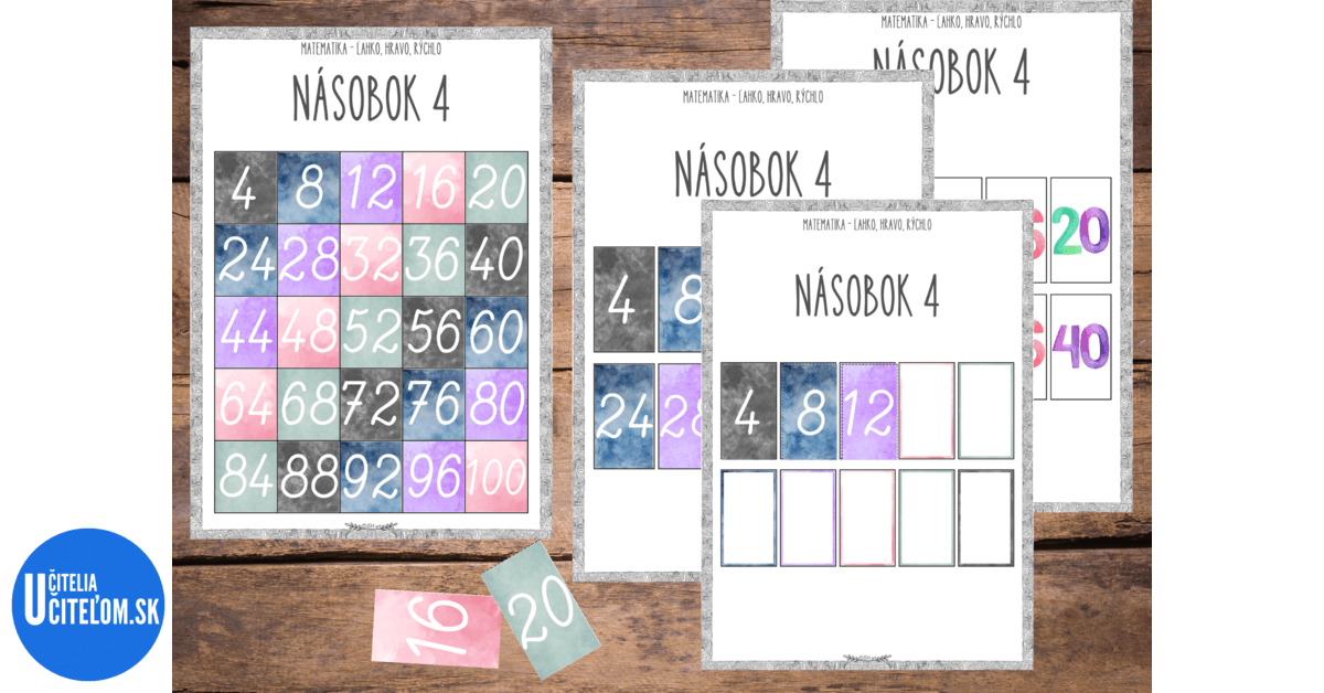násobilka - násobok 4 - Matematika | UčiteliaUčiteľom.sk