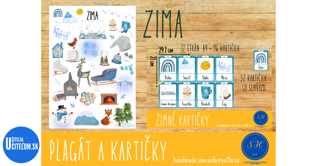 ZIMA plagát a kartičky - Slovenský Jazyk | UčiteliaUčiteľom.sk