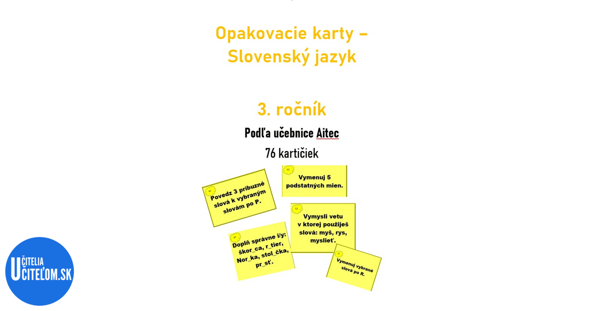 Opakovacie karty - Slovenský jazyk - 3. ročník - Slovenský Jazyk ...