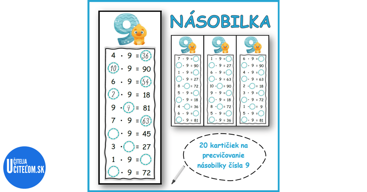 NÁSOBILKA čísla 9 - Matematika | UčiteliaUčiteľom.sk
