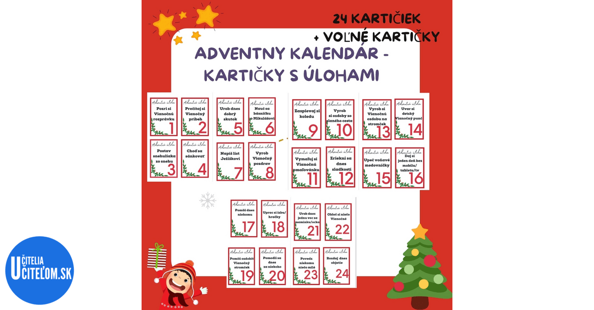 Adventný kalendár - kartičky s úlohami - Slovenský Jazyk ...
