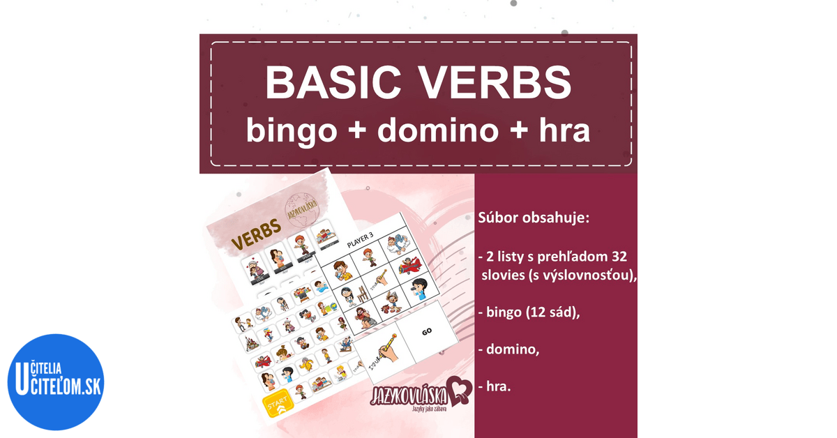 Basic verbs bingo, domino, hra - Anglický jazyk | UčiteliaUčiteľom.sk
