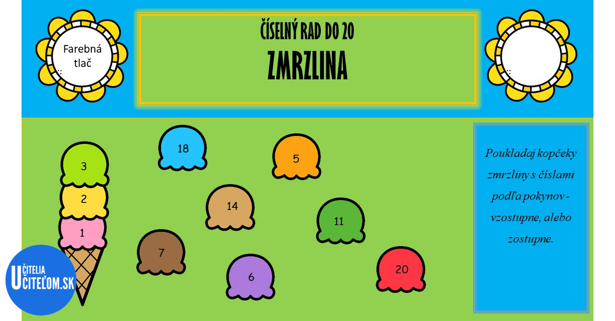Zmrzliny - číselný rad do 20 FT - Matematika | UčiteliaUčiteľom.sk
