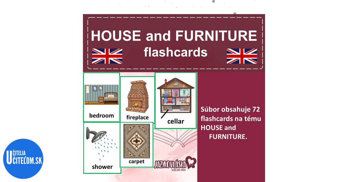 House and furniture flashcards - Anglický jazyk | UčiteliaUčiteľom.sk