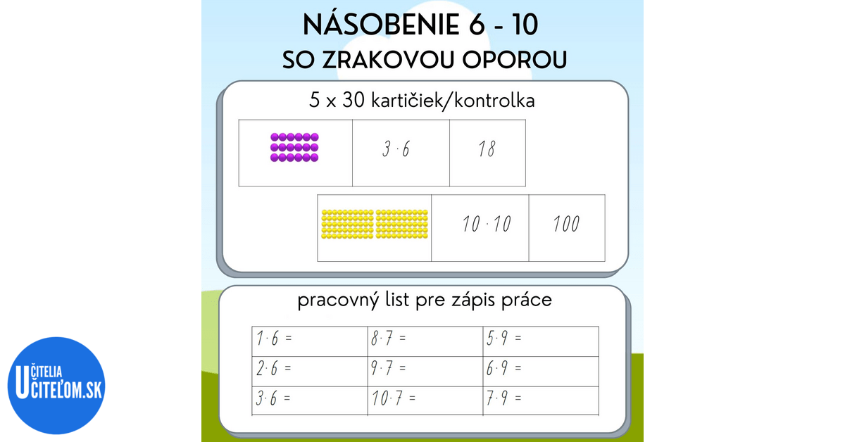 Násobenie 6-10 so zrakovou oporou - Matematika | UčiteliaUčiteľom.sk