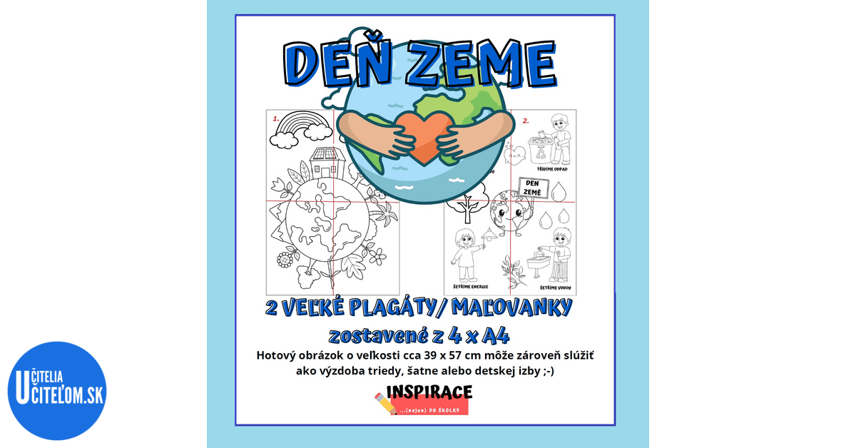 Veľkoplošná omaľovánka DEŇ ZEME - Grafomotorika | UčiteliaUčiteľom.sk