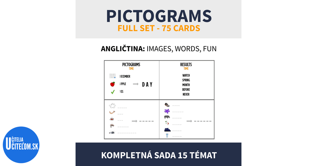 ENG - PICTOGRAMS / KOMPLETNÁ SADA 15 TÉMAT - Anglický jazyk ...