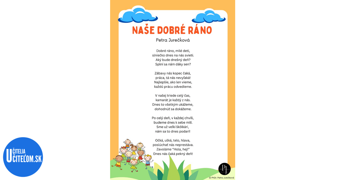 DOBRÉ RÁNO- motivačná básnička - Slovenský Jazyk | UčiteliaUčiteľom.sk