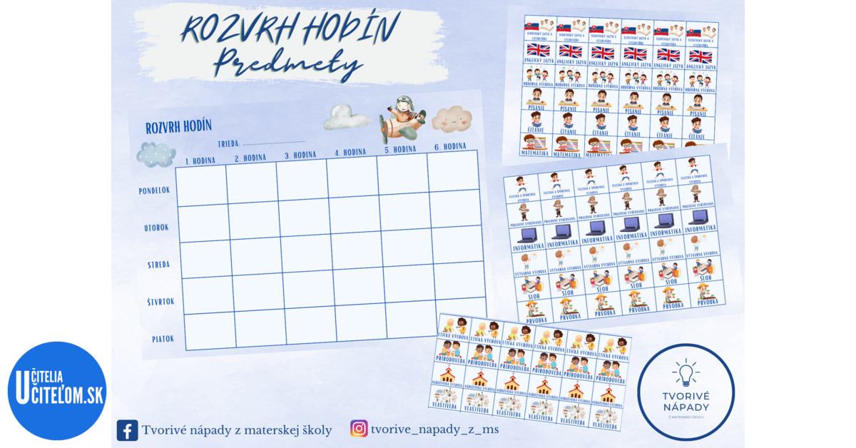 Rozvrh hodín - Lietadlo (formát PNG) - Nepriradené k predmetu | UčiteliaUčiteľom.sk