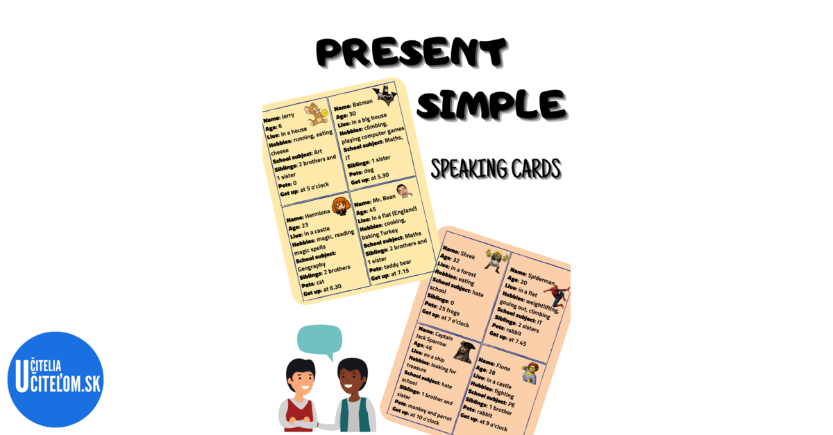 Present simple - speaking cards - Anglický jazyk | UčiteliaUčiteľom.sk