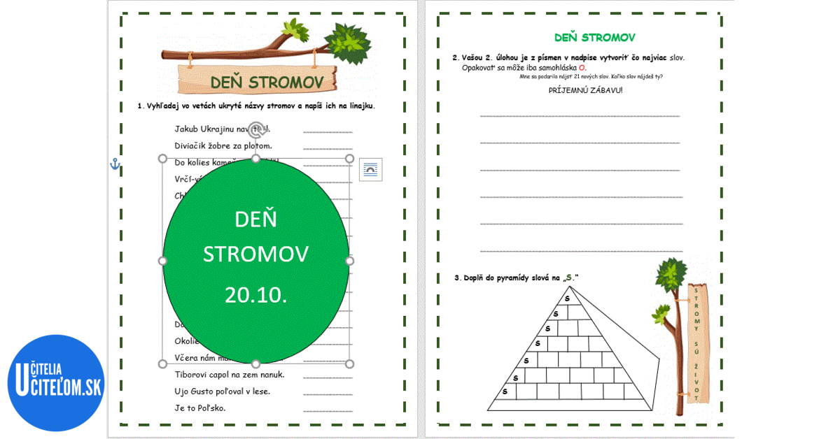 Deň stromov 20. 10. - Slovenský Jazyk | UčiteliaUčiteľom.sk