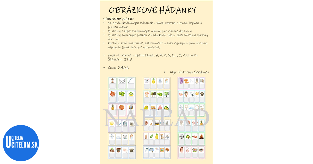 Obrázkové hádanky - Slovenský Jazyk | UčiteliaUčiteľom.sk