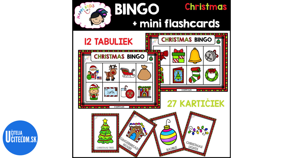BINGO + mini FLASHCARDS - Christmas - Anglický jazyk | UčiteliaUčiteľom.sk
