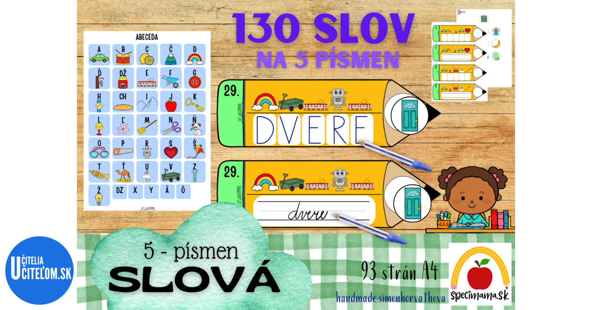 Slová na 5 písmen, Slová, Abeceda, Aktivity s abecedou, Čítanie ...