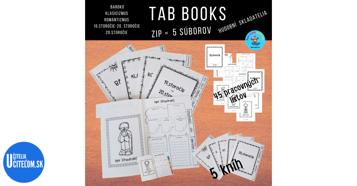 Hudobní skladatelia - tap books - Hudobná výchova | UčiteliaUčiteľom.sk