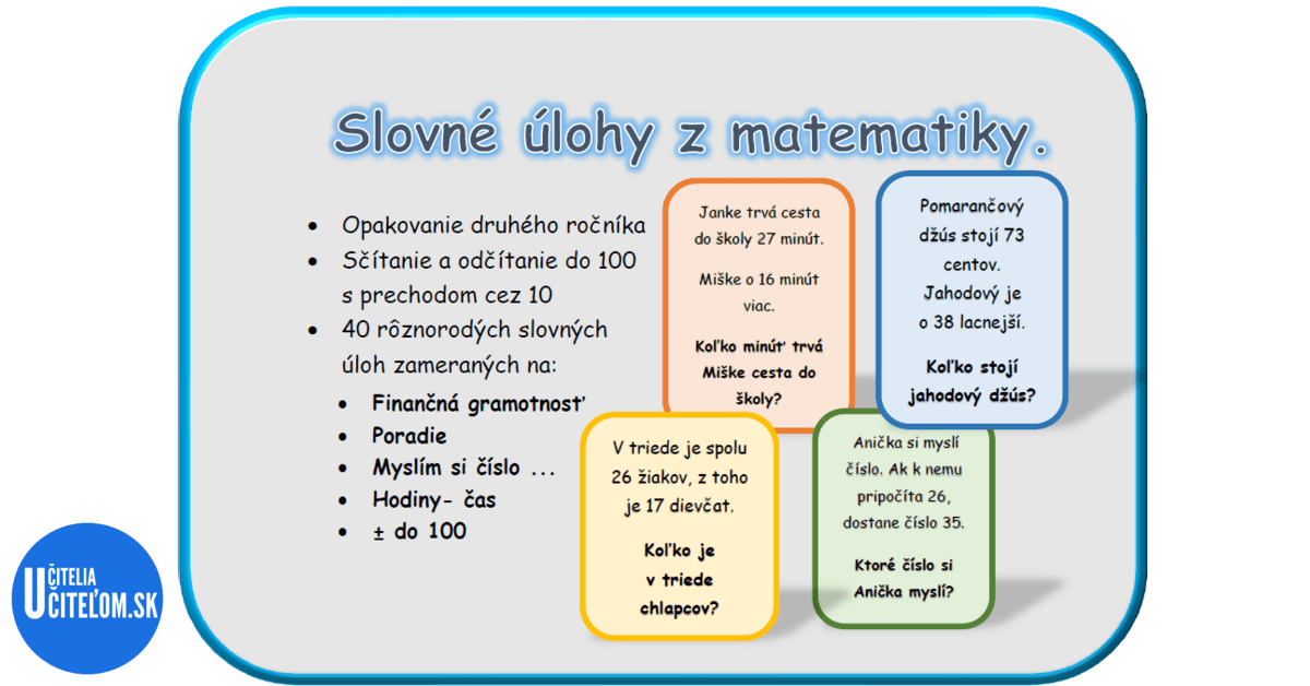 Slovné úlohy - Matematika | UčiteliaUčiteľom.sk