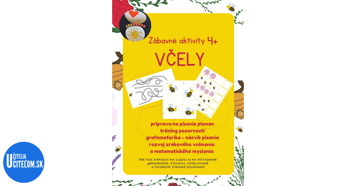 Zábavné aktivity 4+ - Včely - Slovenský jazyk - písanie ...