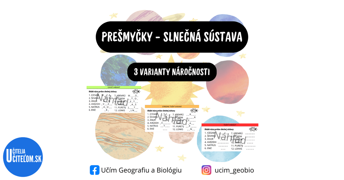 Prešmyčky - Slnečná sústava - Fyzika | UčiteliaUčiteľom.sk