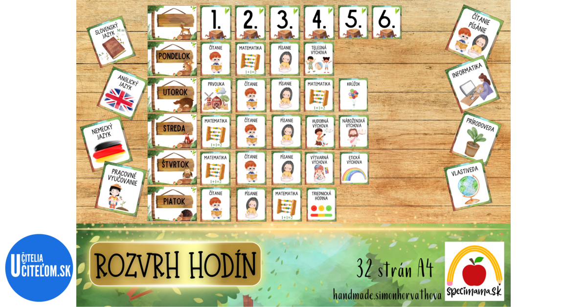 Rozvrh hodín v téme les - Slovenský Jazyk | UčiteliaUčiteľom.sk