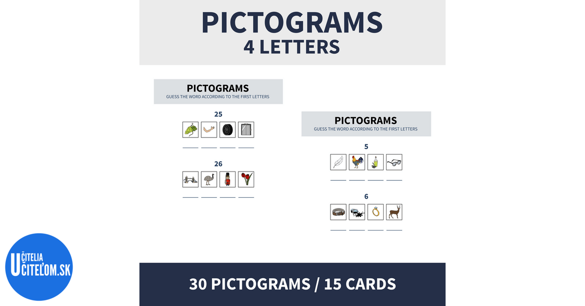 ENG - PICTOGRAMS (piktogramy na 4 písmena) - Anglický jazyk ...