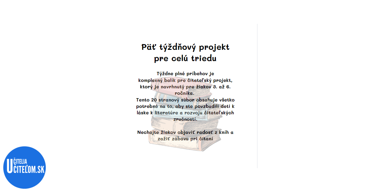Komplexný balík pre čitateľský projekt - Slovenský jazyk - čítanie ...