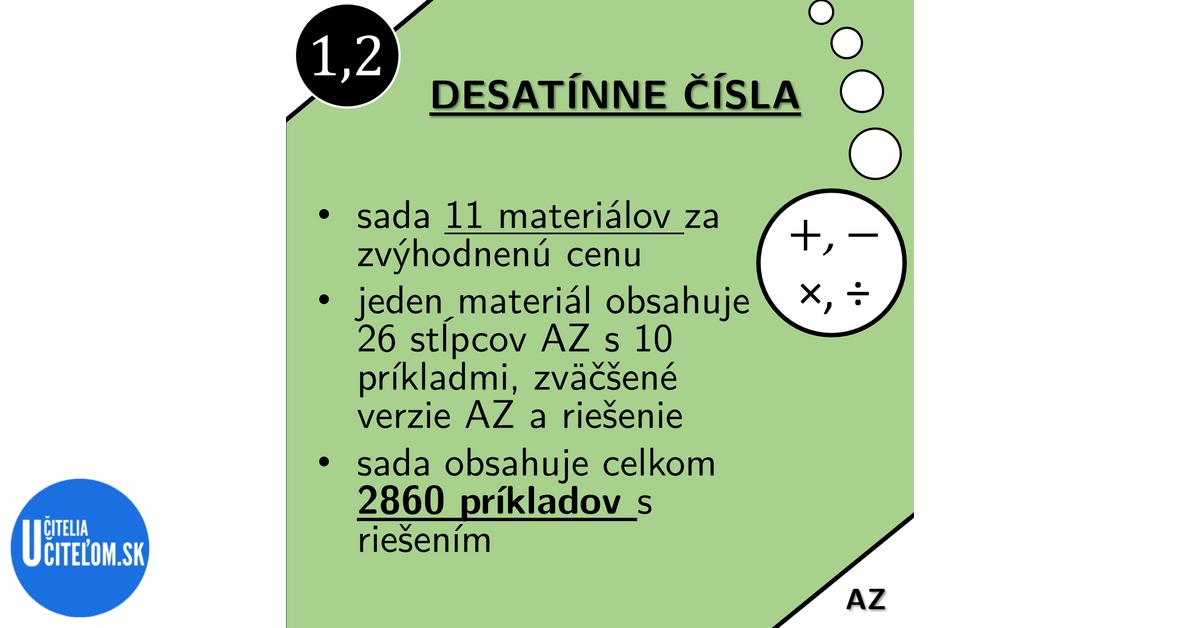 Desatinné čísla | matematika | zvýhodnená sada - Matematika | UčiteliaUčiteľom.sk