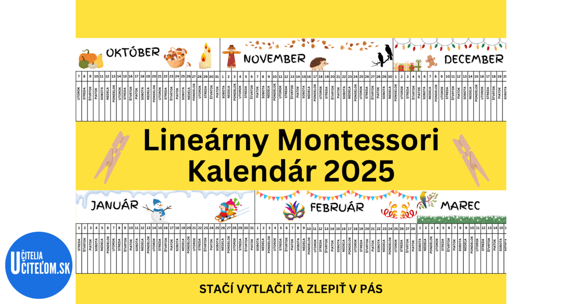 Lineárny Montessori Kalendár 2025 - Prvouka | UčiteliaUčiteľom.sk