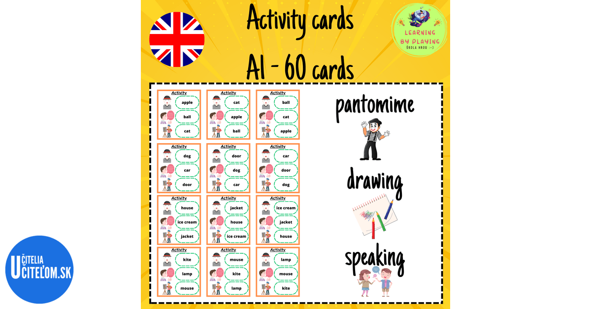 ACTIVITY - A1 WORDS (60 CARDS) - Anglický jazyk | UčiteliaUčiteľom.sk