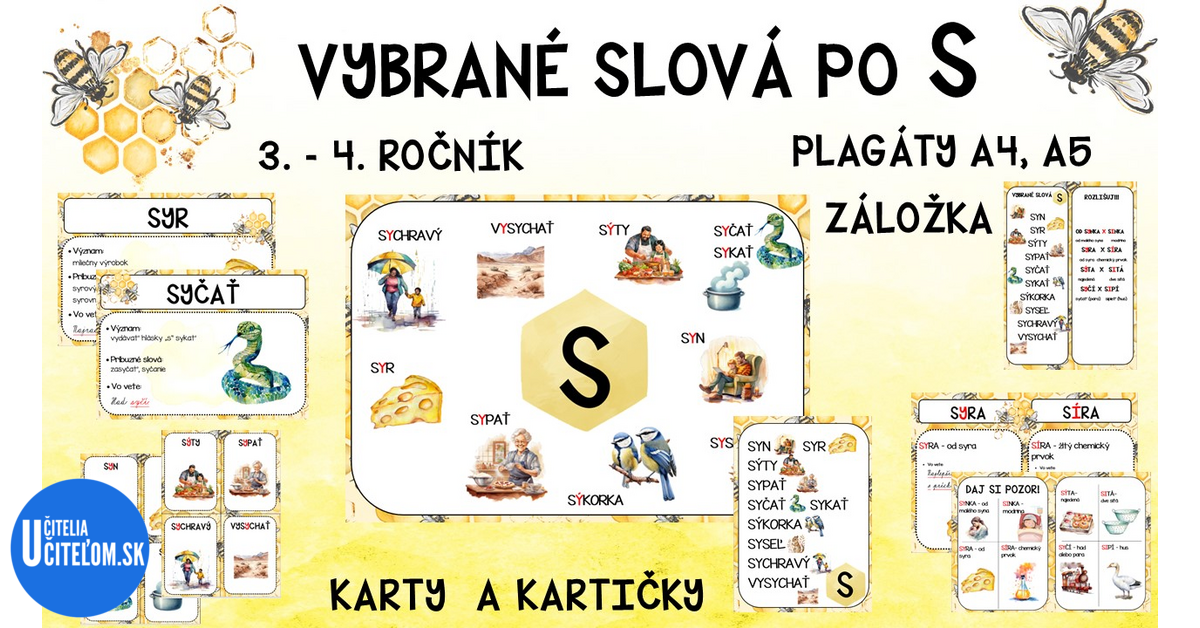 Vybrané slová po S pre včielky (pomôcka) - Slovenský jazyk - gramatika ...