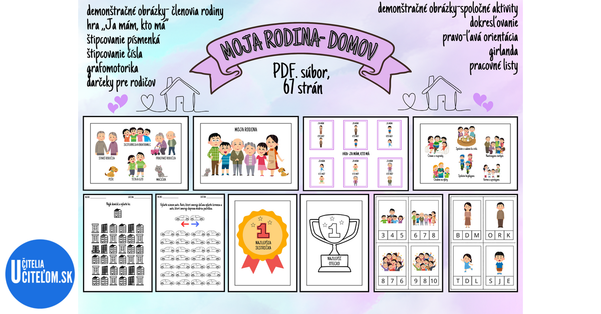 Moja rodina, Môj domov 👨‍👩‍👦💛🏘️ - Grafomotorika | UčiteliaUčiteľom.sk