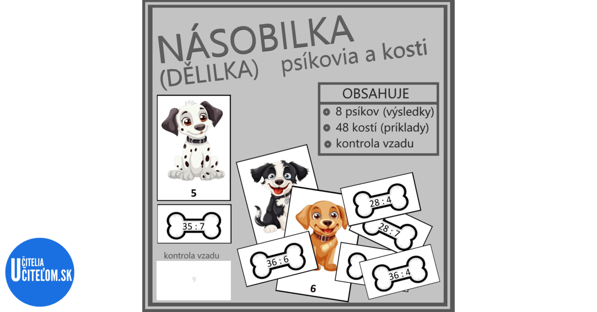 Násobilka - psíkovia a kosti (násobilkové delenie, dělilka ...