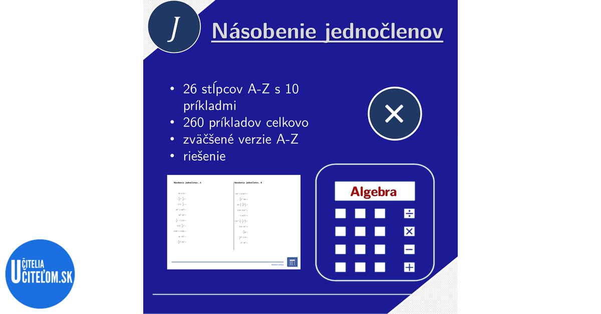 Násobenie jednočlenov | matematika, algebra | 26 stĺpcov - Matematika ...