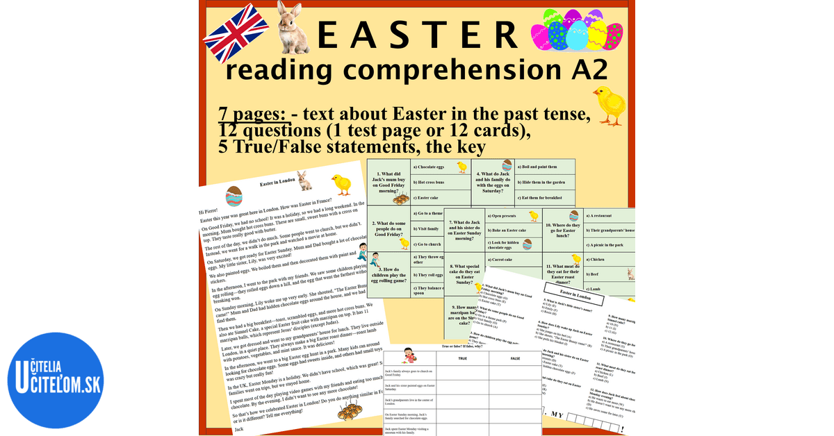 Veľká noc - Easter reading comprehension A2 - Anglický jazyk ...