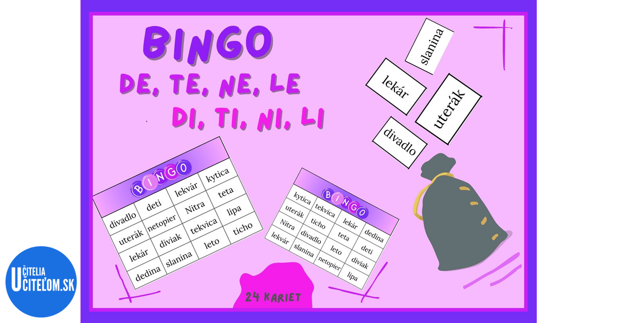 BINGO - de, te, ne, le, di, ti, ni, li - Slovenský Jazyk ...