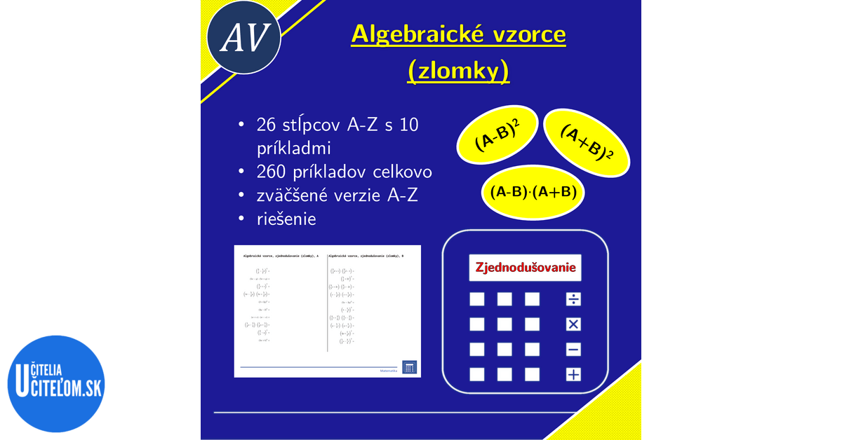 Algebraické vzorce, zjednodušovanie (zlomky) | matematika, algebra | 26 ...