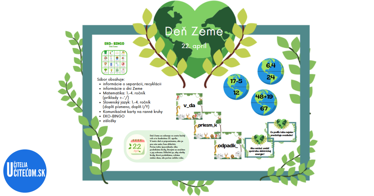 Deň Zeme- 22. apríl - Slovenský Jazyk | UčiteliaUčiteľom.sk