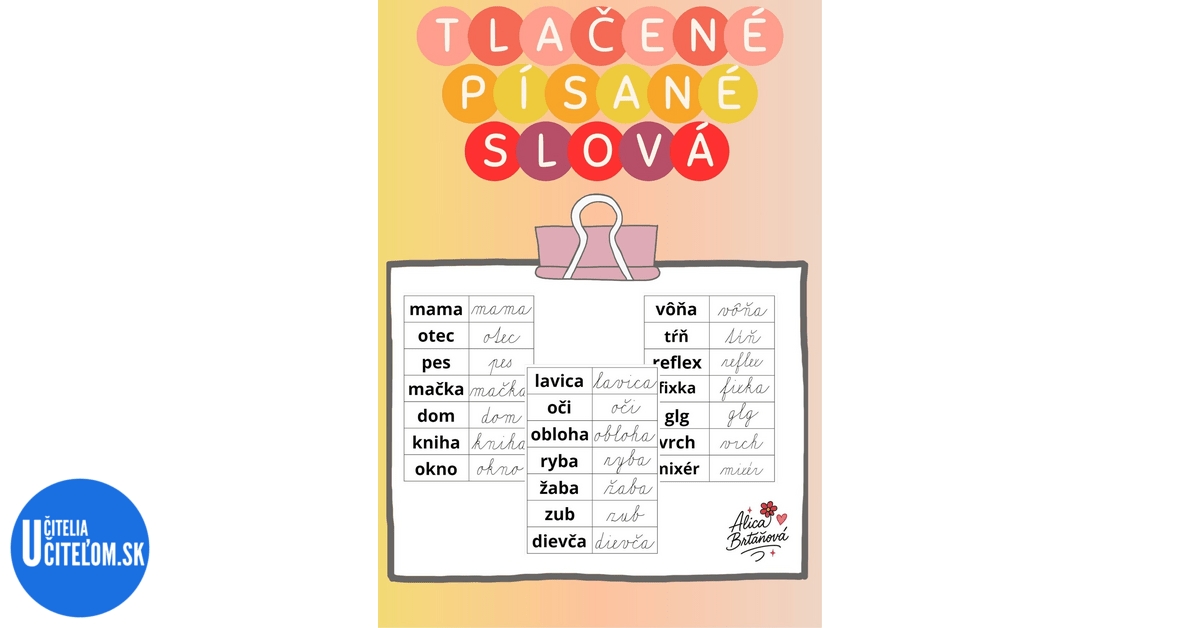 Tlačené a písané slová - Slovenský jazyk - gramatika | UčiteliaUčiteľom.sk