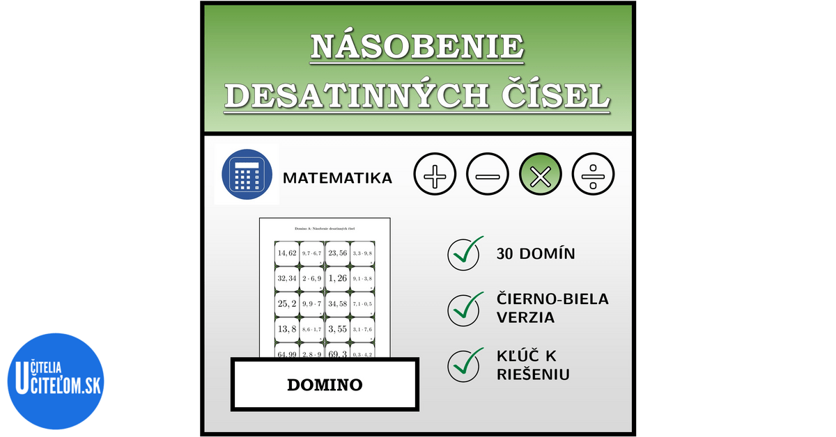 Domino - Násobenie desatinných čísel | matematika - Matematika ...