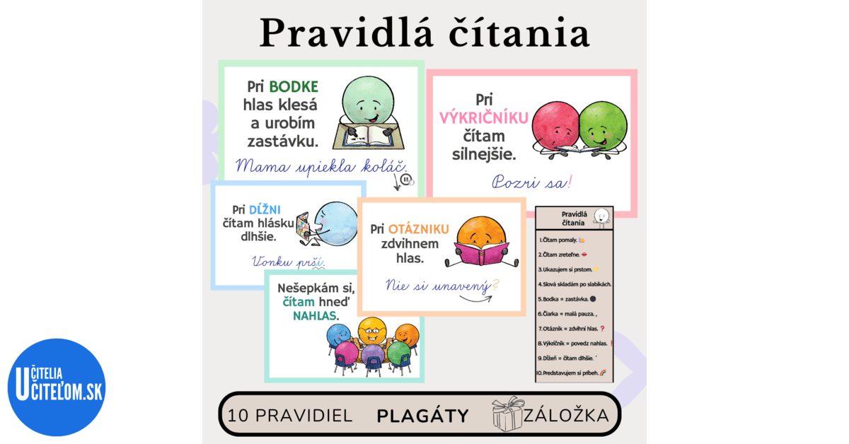 Pravidlá čítania / Plagáty / Výzdoba triedy / Záložka - Slovenský jazyk ...
