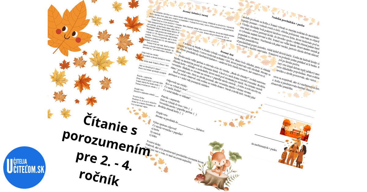 Čítanie s porozumením - Jesenné príbehy - Slovenský jazyk - čítanie ...