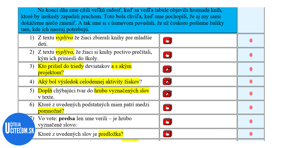 Test - vstupné testovanie zo slovenského jazyka a literatúry pre žiakov ...