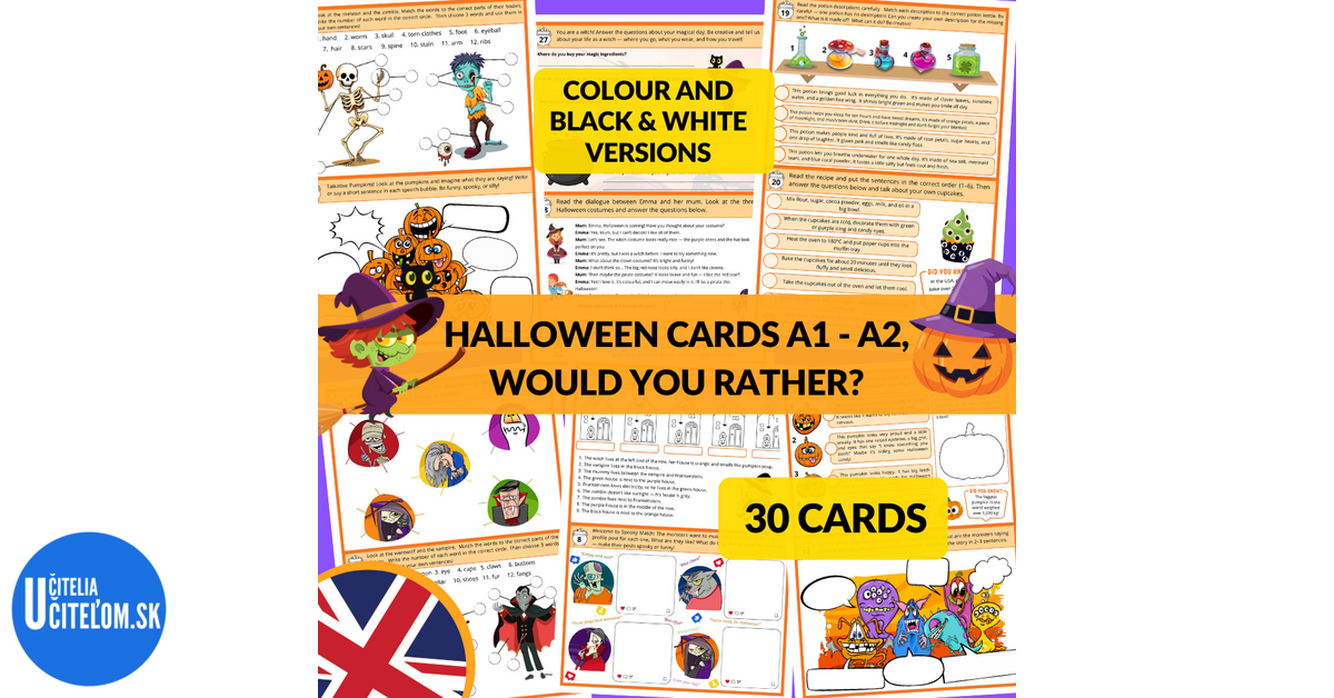 Halloween cards A1 - A2, Would you rather? - Anglický jazyk ...