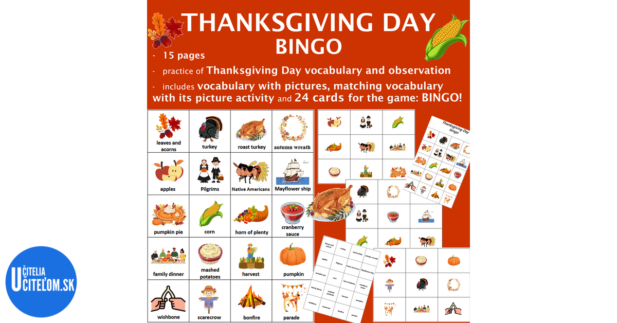 Thanksgiving Day bingo - Anglický jazyk | UčiteliaUčiteľom.sk