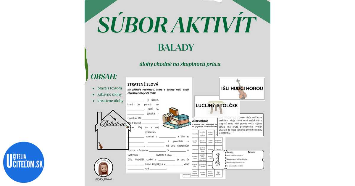 BALADY - súbor aktivít - Slovenský Jazyk | UčiteliaUčiteľom.sk