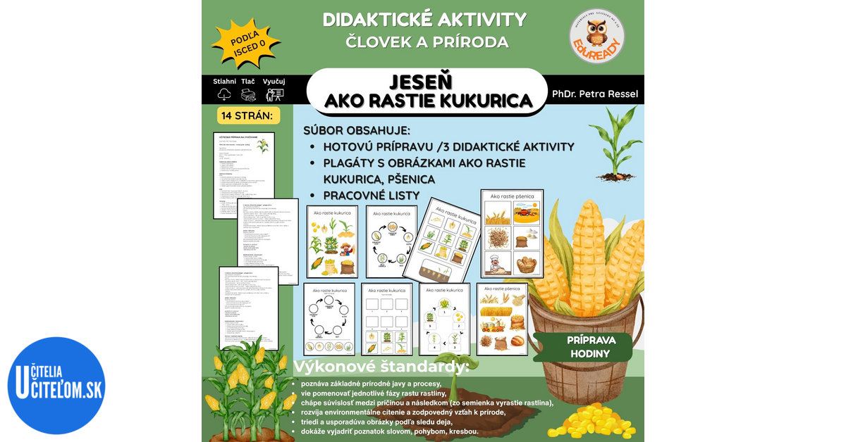 Jeseň - Ako rastie kukurica/pšenica - Príprava na tlač s materiálmi na ...